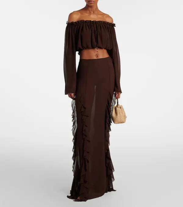 BANANHOT Ora Ruffled Maxi Skirt