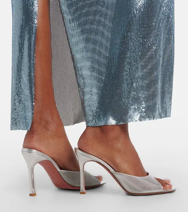 Amina Muaddi Alexa Leather-trimmed Mesh Mules