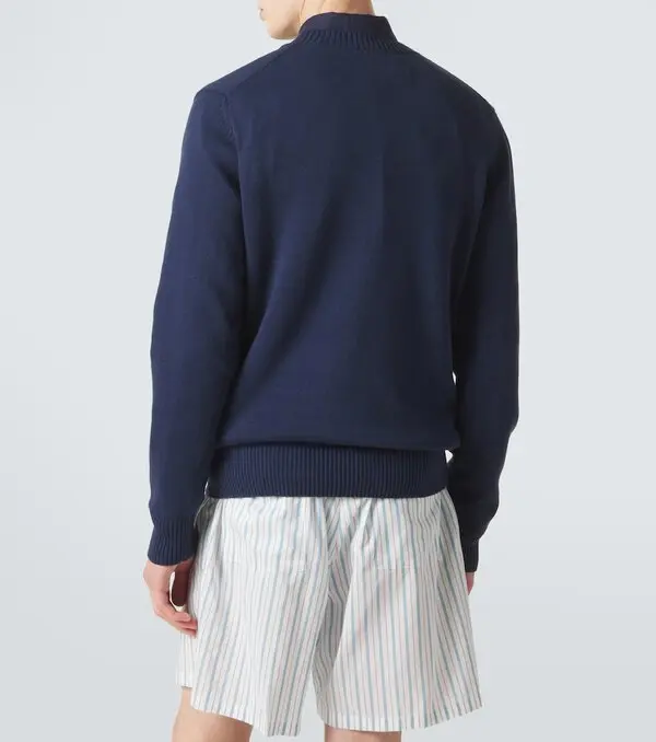 Vilebrequin Jacquard Cotton And Cashmere Sweater - Blue