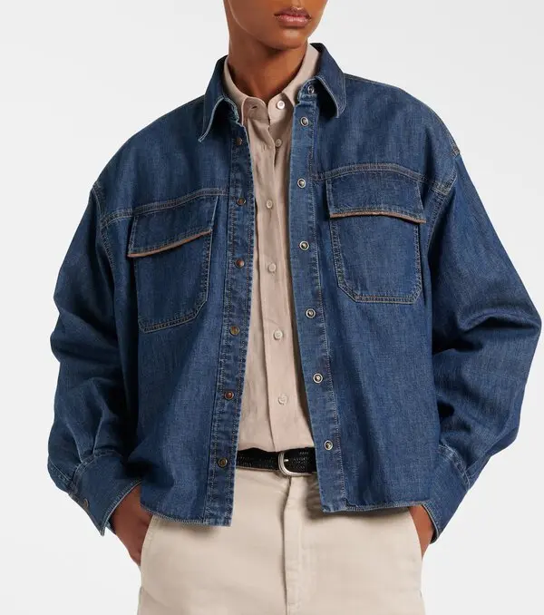 Brunello Cucinelli Monili Denim Trucker Jacket - Blue