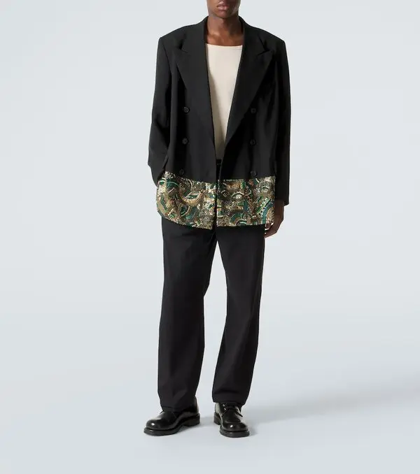 Dries Van Noten Embellished Double-breasted Wool Blazer