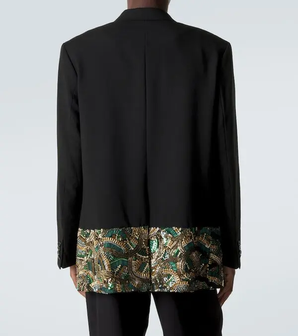 Dries Van Noten Embellished Double-breasted Wool Blazer
