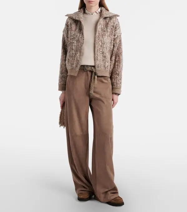 Brunello Cucinelli Suede Wide-leg Pants