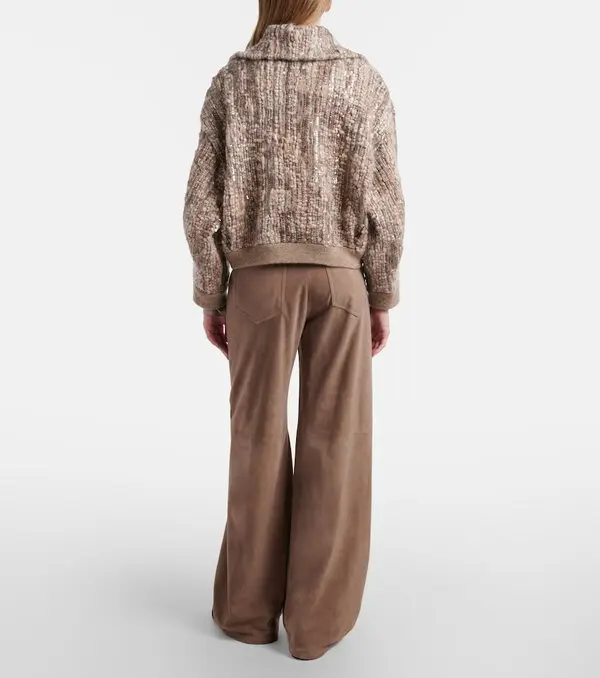Brunello Cucinelli Suede Wide-leg Pants