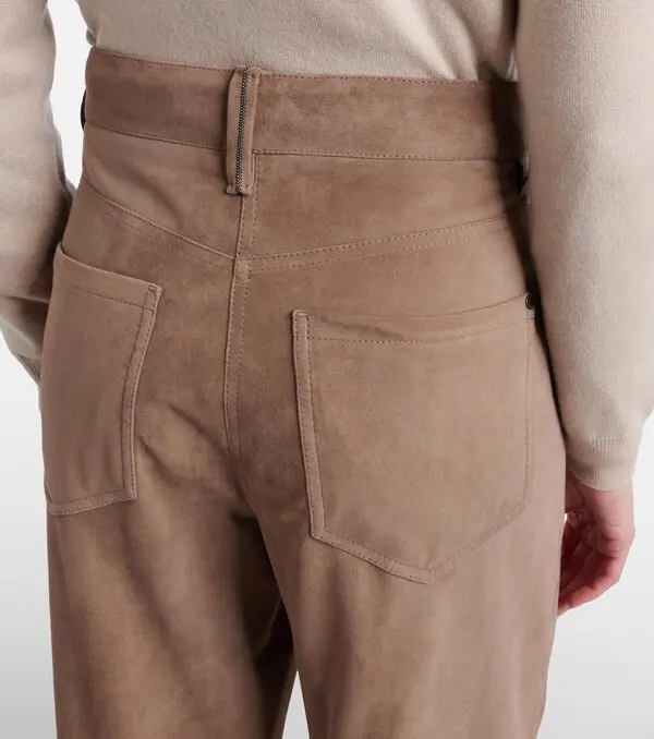 Brunello Cucinelli Suede Wide-leg Pants
