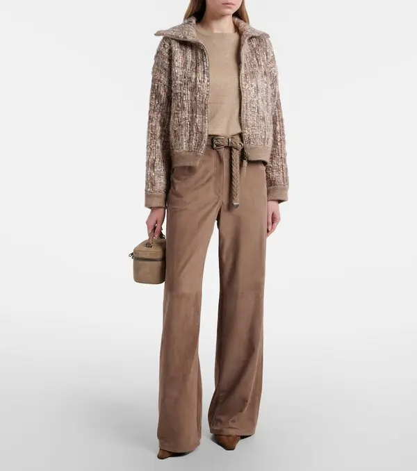 Brunello Cucinelli Lurex® Cashmere And Silk-blend T-shirt - Brown