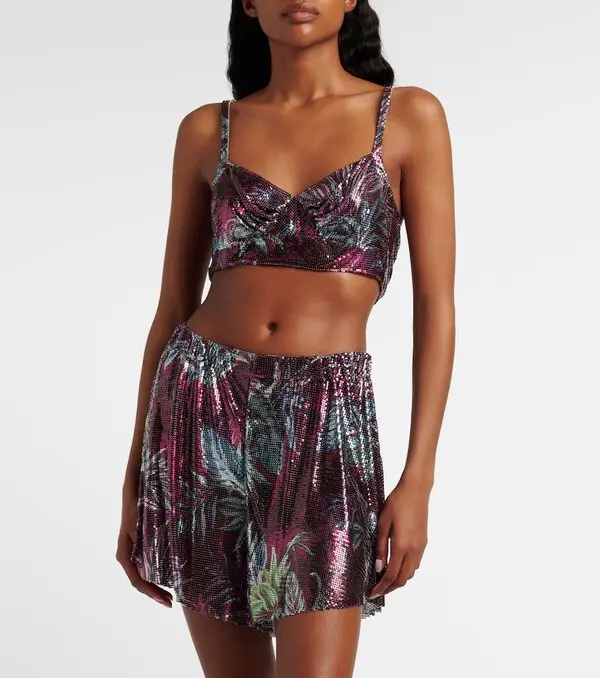 Rabanne Floral Chainmail Crop Top