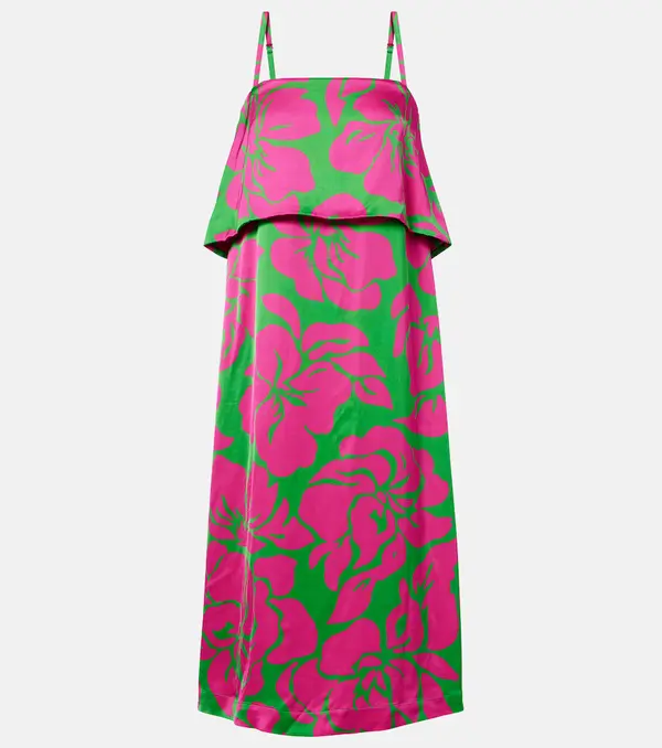 Dries Van Noten Floral Satin Midi Dress - Multicoloured