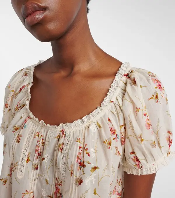 DÔEN Frederica Floral Cotton Top - Multicoloured