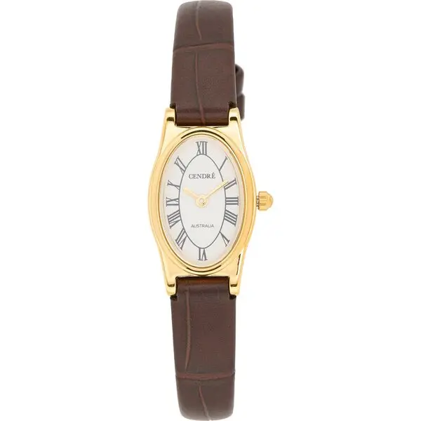 CENDRE Emmeline Leather Strap Watch - White Espresso Croc
