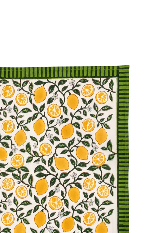 INNER CHILD Capri Lemons Blockprint Napkinsset Of 4