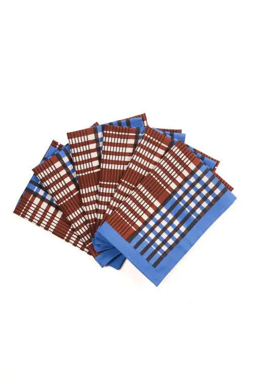 INNER CHILD Shetland Plaid Blockprint Napkinsset Of 4