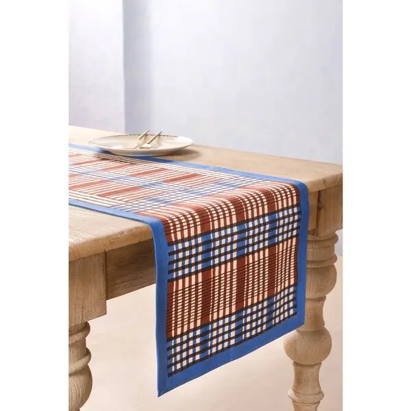 INNER CHILD Shetland Plaid Blockprint Tablerunner