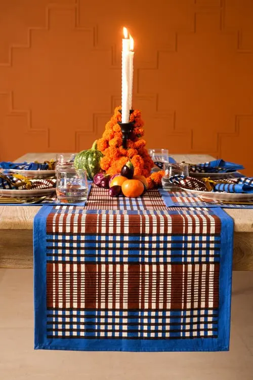 INNER CHILD Shetland Plaid Blockprint Tablerunner