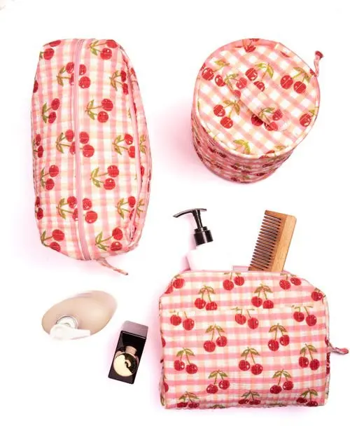 INNER CHILD Cherry Round Upright Makeup Bag