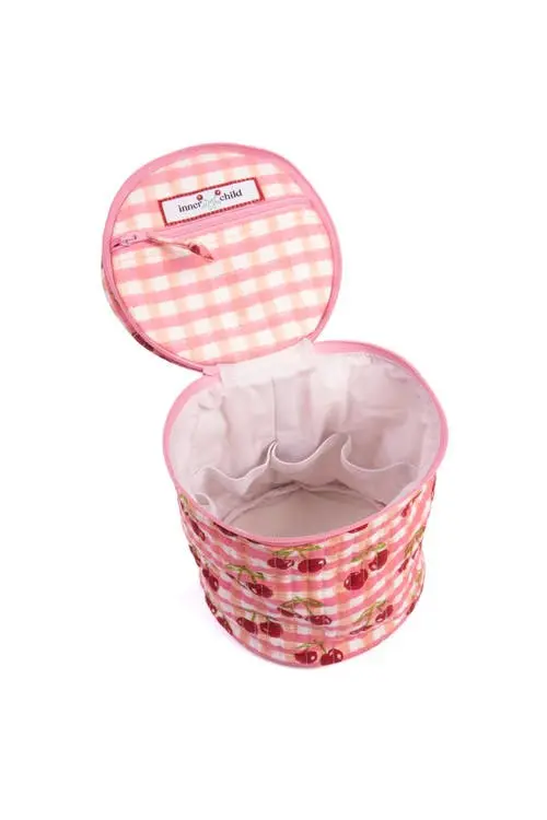 INNER CHILD Cherry Round Upright Makeup Bag