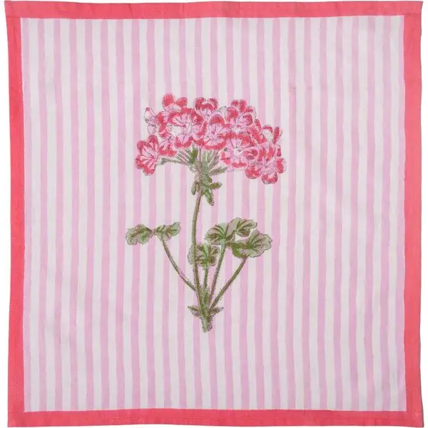 INNER CHILD Blockprint Napkinsset Of 4 - Pink Hydrangea