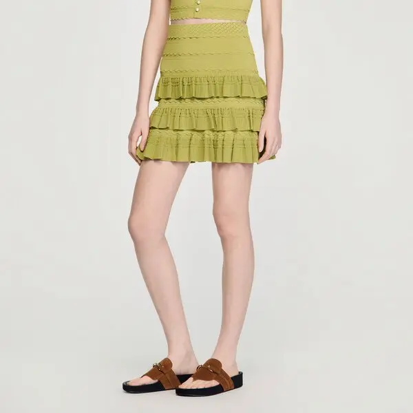 Sandro Mini Straight Skirt With Ruffles