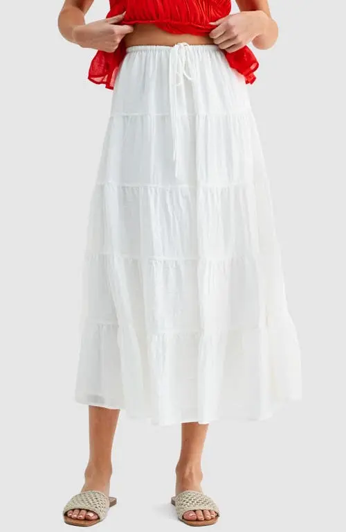 ALL IN FAVOR Tiered Maxi Skirt - Off White