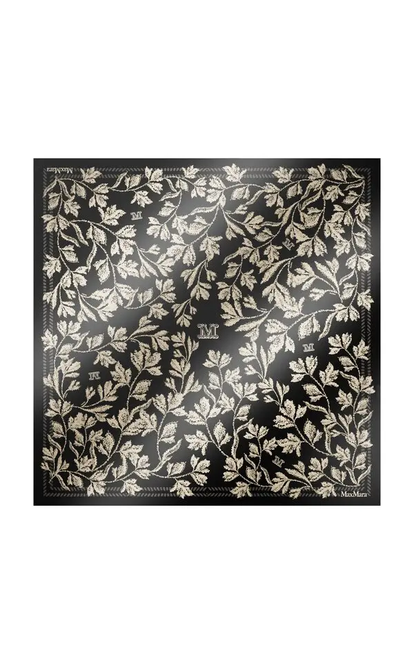 Max Mara Printed Silk Twill Oversized Scarf - Black