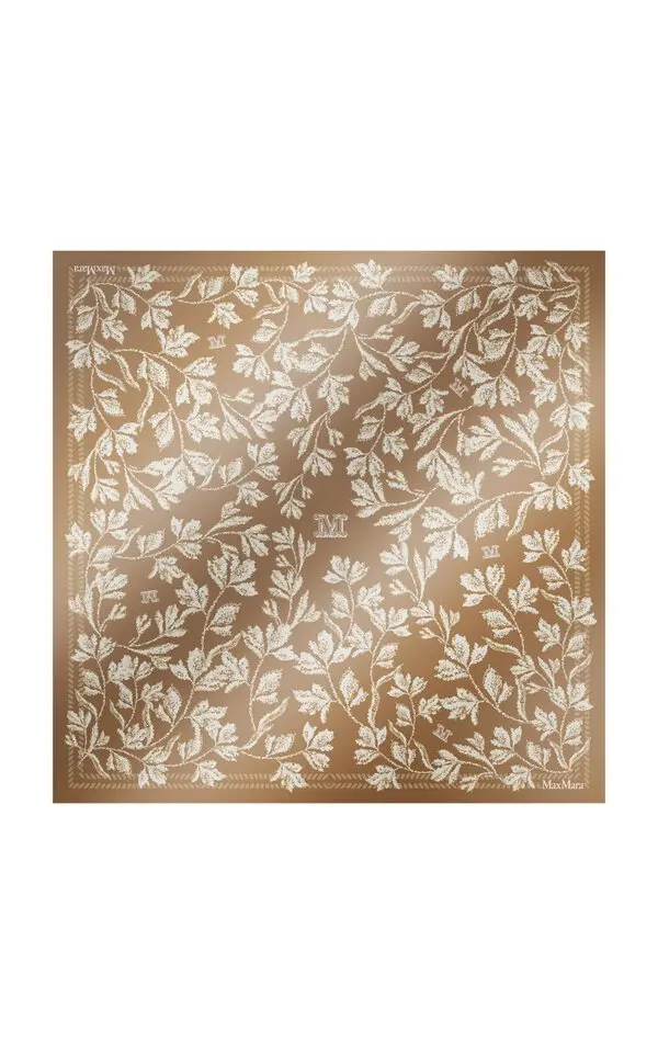 Max Mara Printed Silk Twill Oversized Scarf - Bronze