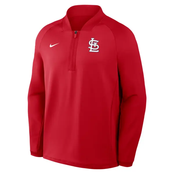 Nike St. Louis Cardinals Authentic Collection Dri-fit Mlb 1/2-zip Long-sleeve Top - Red