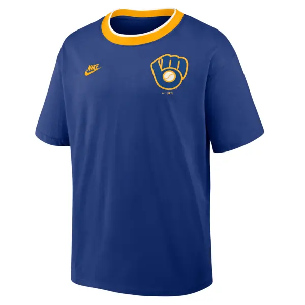 Nike Milwaukee Brewers Cooperstown Ringer Mlb T-shirt - Blue