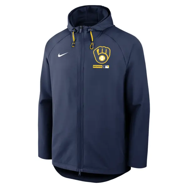 Nike Milwaukee Brewers Authentic Collection Therma-fit Mlb Full-zip Hooded Jacket - Blue