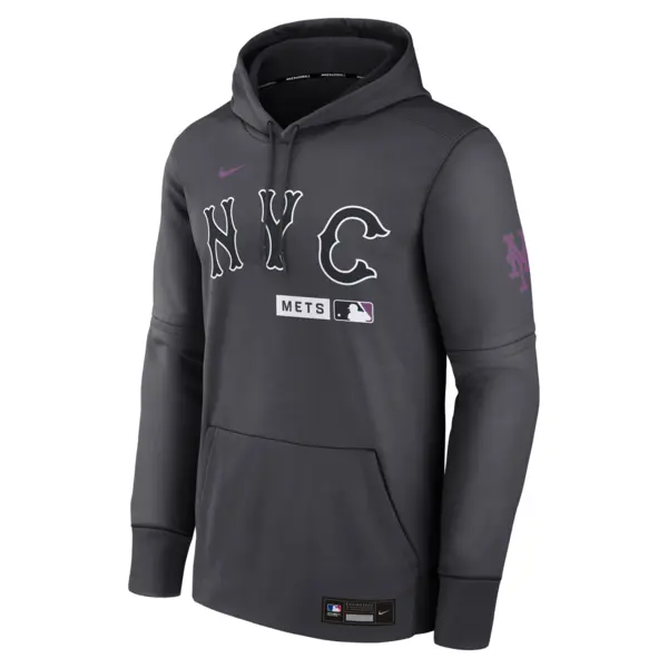 Nike New York Mets Authentic Collection City Connect Therma Mlb Pullover Hoodie - Grey