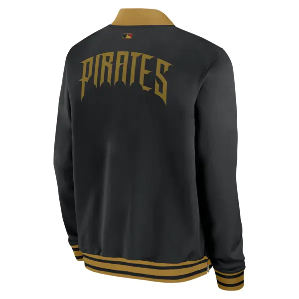 Nike Pittsburgh Pirates Authentic Collection City Connect Mlb Full-zip Bomber Jacket - Black