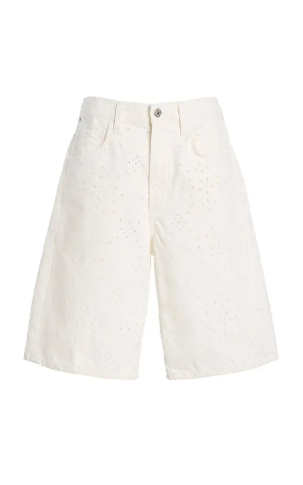Citizens Of Humanity Court Denim Shorts With Eyelet Detailing - White