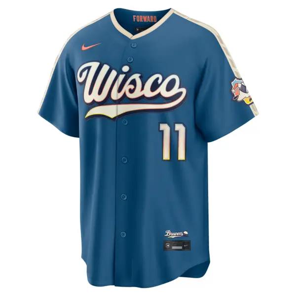 Nike Jackson Chourio Milwaukee Brewers City Connect Mlb Stadium Jersey - Grey