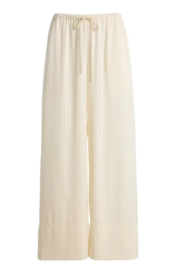 ELCE Wide-leg Tie-detailed Pants - Ivory