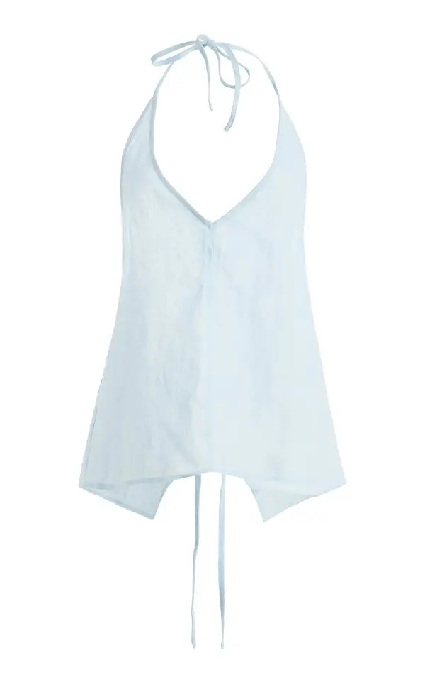 ELCE Lilou Linen Halter Top - Blue