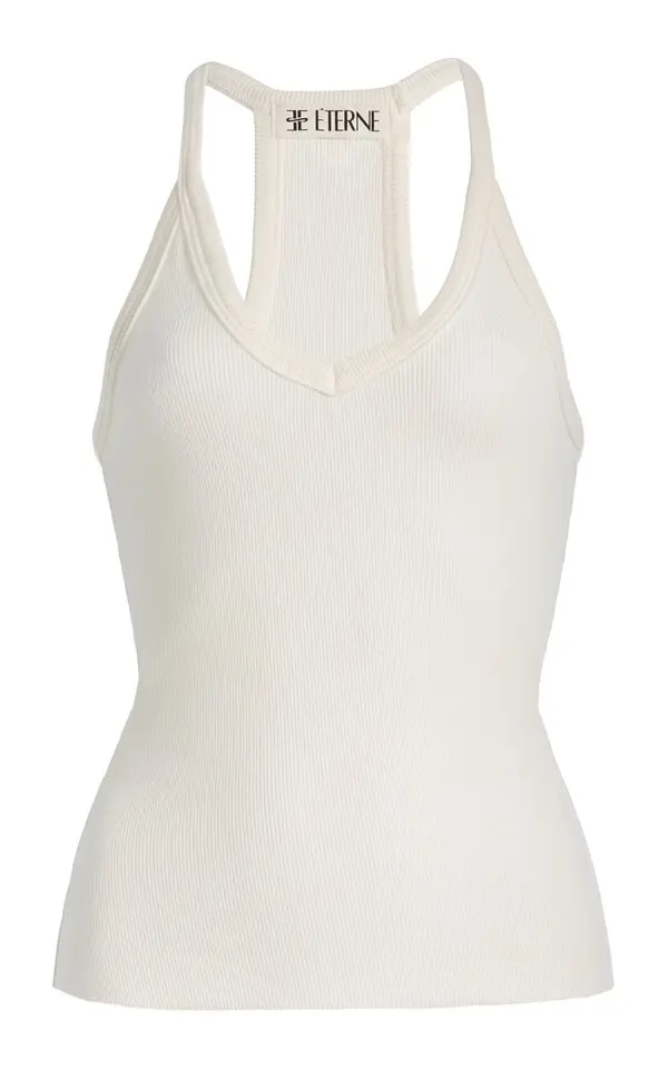 Eterne Ribbed Jersey Racerback Tank Top - Ivory