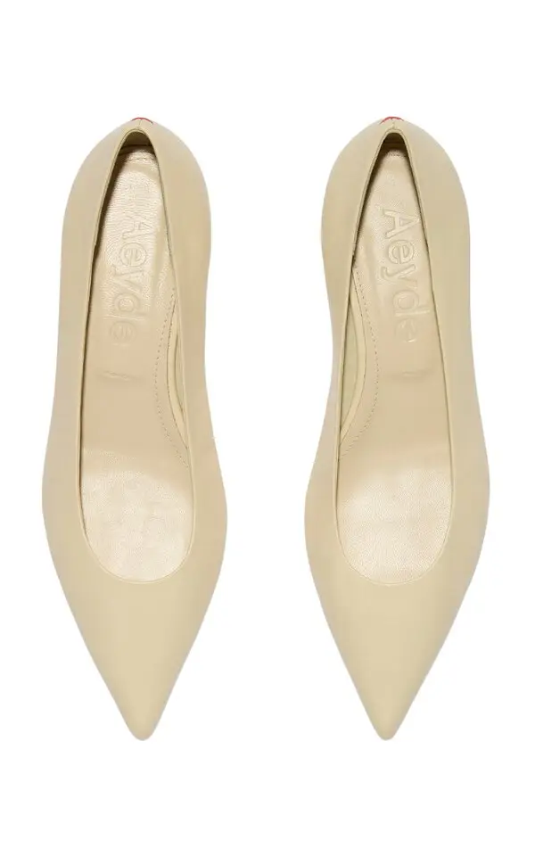 AeydĒ Cari Leather Kitten Heel Pumps - Ivory