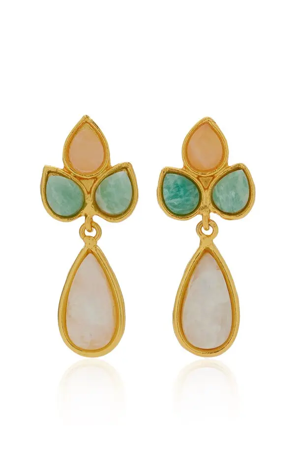 Sylvia Toledano Paisley Quartz, Amazonite, Moonstone Earrings - Multi