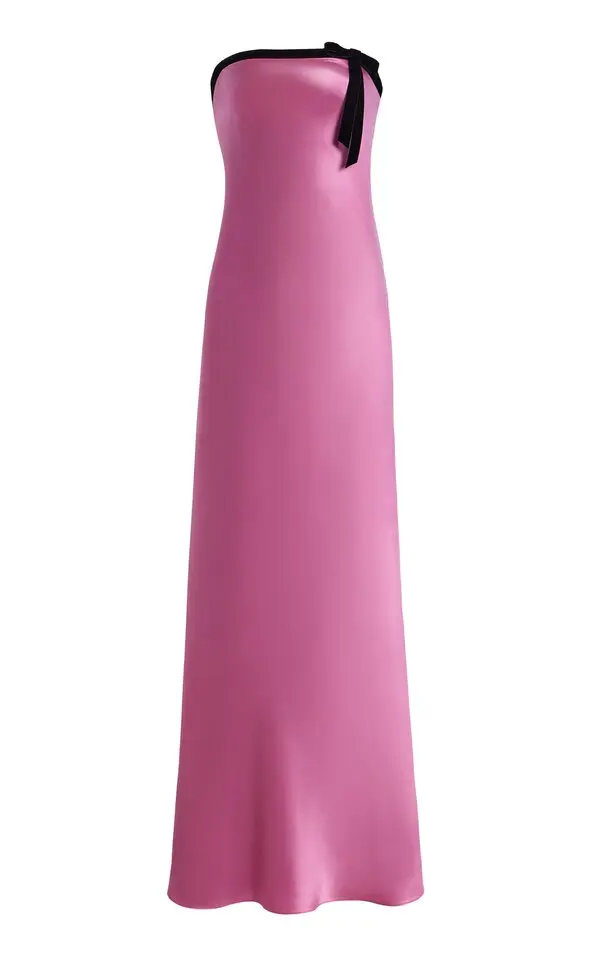 RODARTE Strapless Silk Satin Maxi Dress - Pink