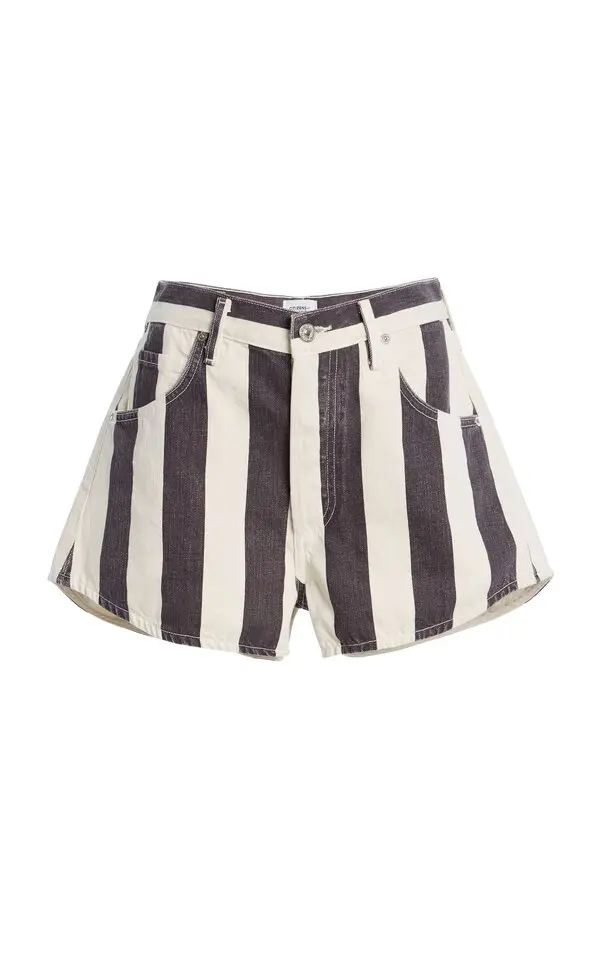 Citizens Of Humanity Abita Striped High-rise Denim Shorts - Brown