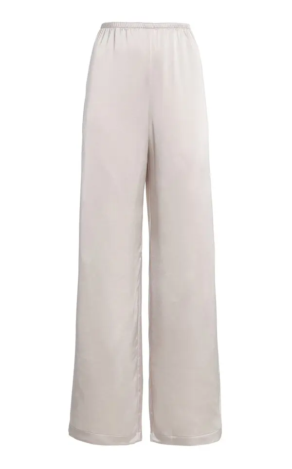 LESET Barb Satin Wide-leg Pants - Grey