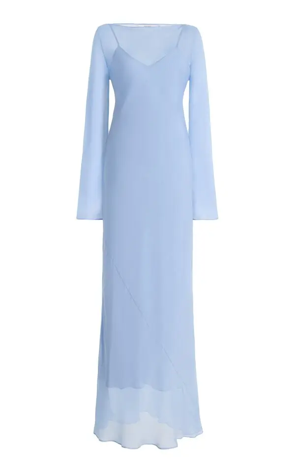 Bondi Born Maxi Silk Chiffon Dress - Blue
