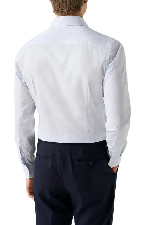 Eton Contemporary Fit Pinstripe Cotton Twill Dress Shirt - Light Blue