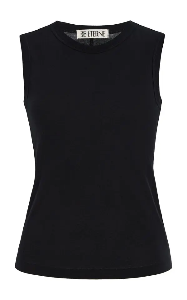 Eterne Fitted Cotton-modal Muscle Tank Top - Black