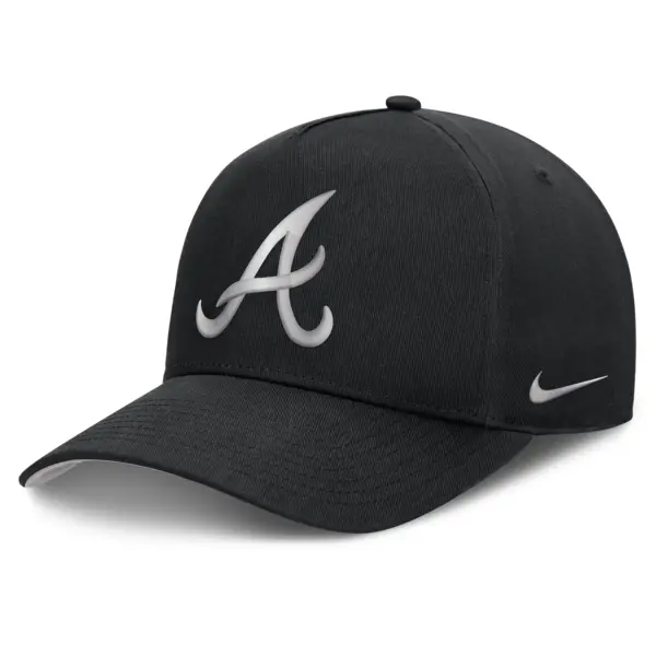 Nike Atlanta Braves Rise Dri-fit Mlb A-frame Trucker Adjustable Hat - Black