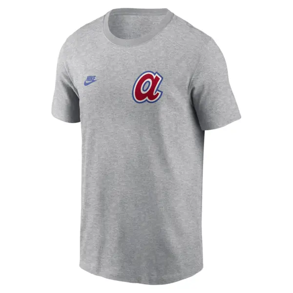 Nike Atlanta Braves Cooperstown 2-hit Large Logo Mlb T-shirt - Grey