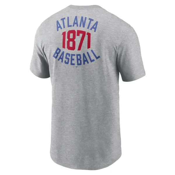 Nike Atlanta Braves Cooperstown 2-hit Large Logo Mlb T-shirt - Grey