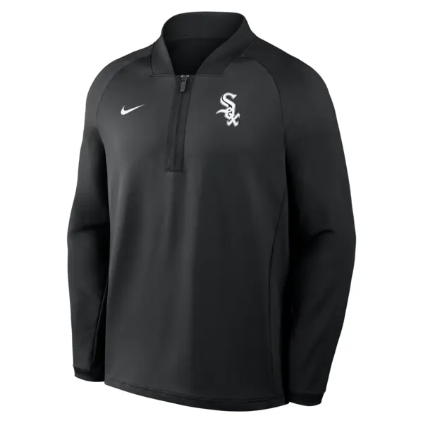 Nike Chicago White Sox Authentic Collection Dri-fit Mlb 1/2-zip Long-sleeve Top - Black
