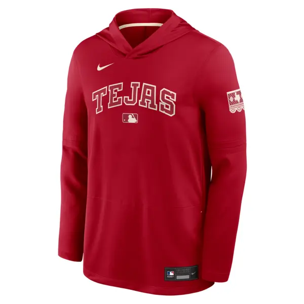 Nike Texas Rangers City Connect Dri-fit Mlb Long-sleeve Hooded Top - Red