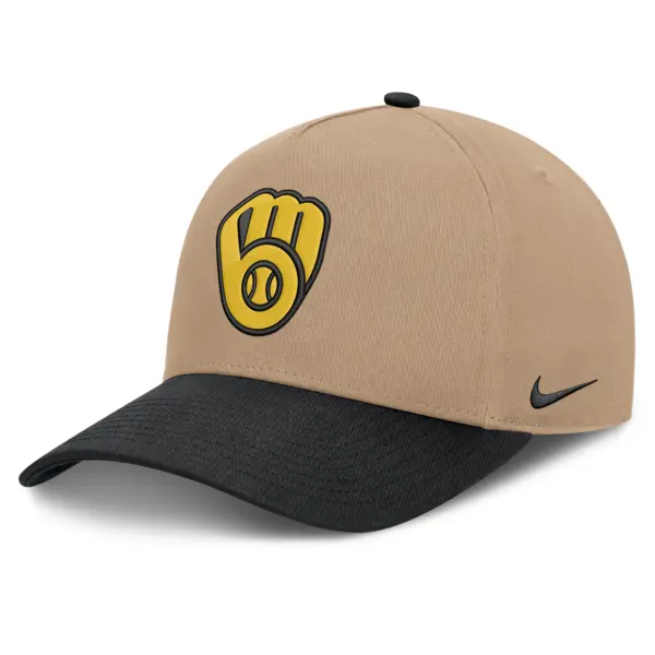 Nike Milwaukee Brewers Rise Mlb A-frame Trucker Adjustable Hat - Brown