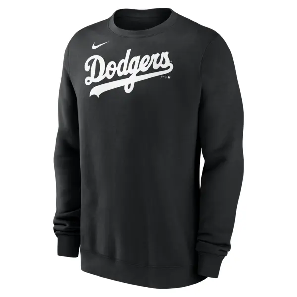 Nike Los Angeles Dodgers Wordmark Mlb Pullover Crew - Black